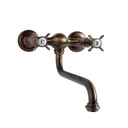 Wall-mounted double-handle mixer tap - RK01 - BLEU PROVENCE - brass ...