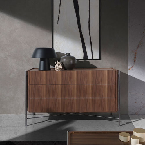 Contemporary chest of drawers - 7139 - Angel Cerdá - walnut / stainless ...