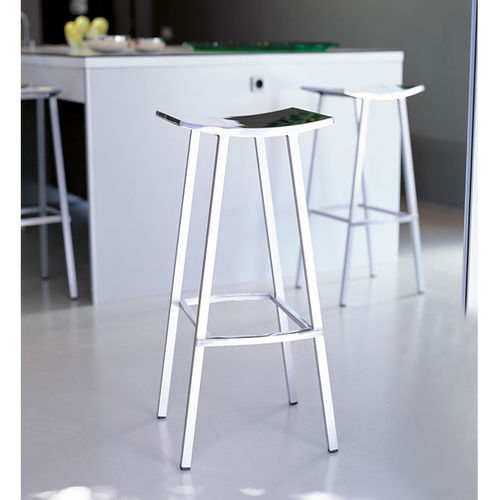 Design stool - KYOTO - FAMO - metal / metal base / with footrest