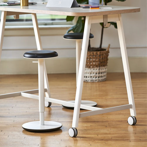Contemporary task stool - TILT - Haworth - leather / steel base ...