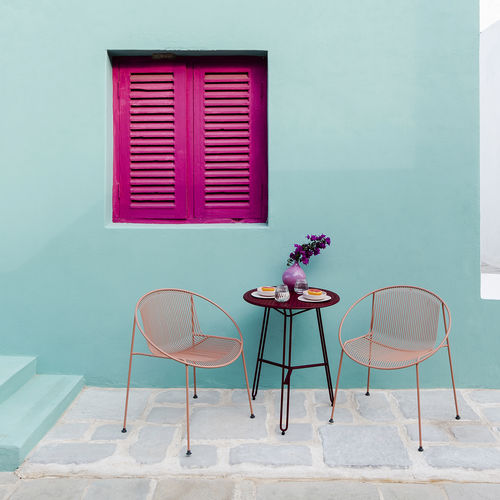 Contemporary table - Polka Café 2 - HALDANE - steel / painted metal ...