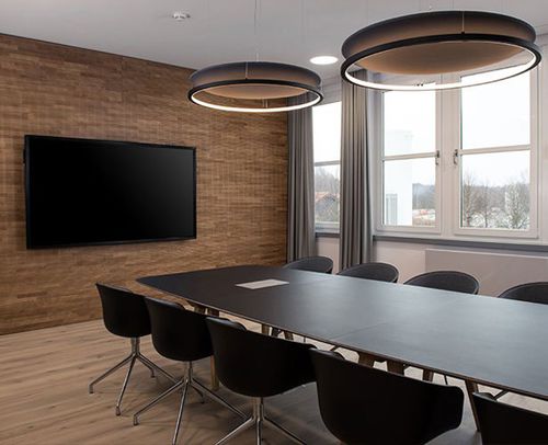 Round acoustic panel - circus P500 - Andcosta - for ceiling / hanging ...