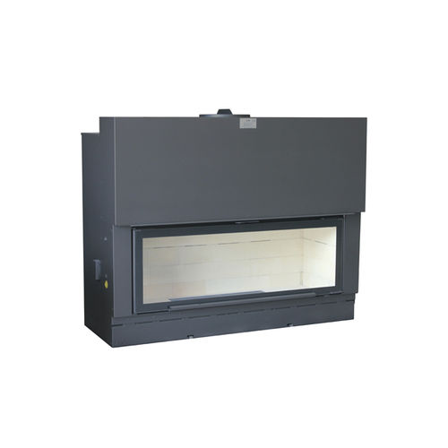 Closed wood hearth - H1600 - Axis - 1-sided / steel / with retractable door