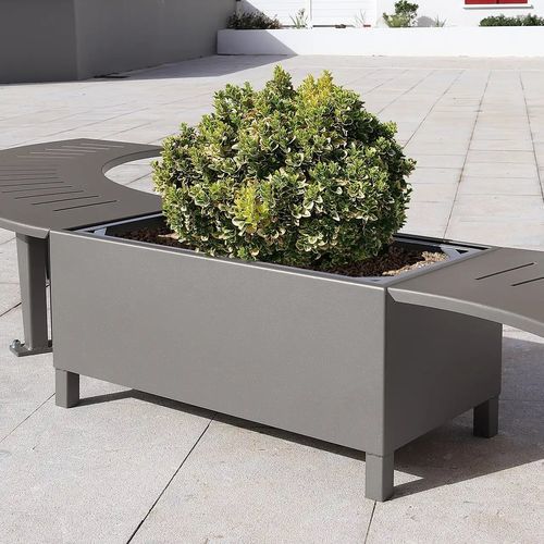 Steel planter - IMAGINE - ACCENTURBA - rectangular / with integrated ...