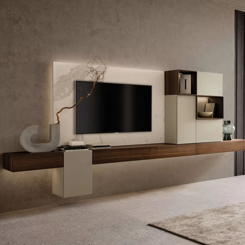 Contemporary TV wall unit - I-modulART - Presotto - lacquered wood ...