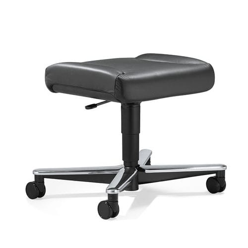 Leather task stool - 81 - Stoll Giroflex - adjustable / on casters / swivel