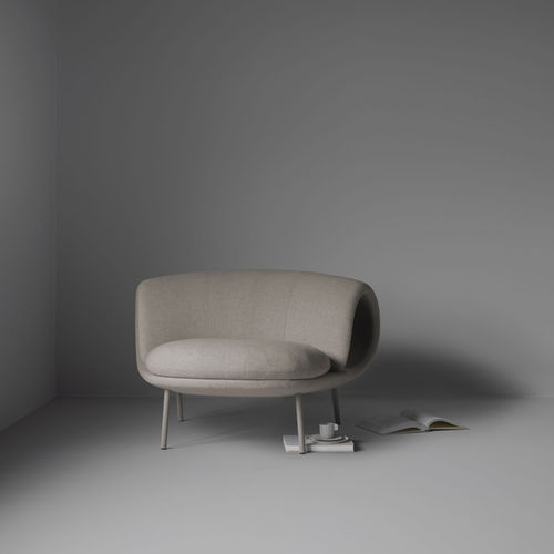 Contemporary armchair - MAKI - OFFECCT - fabric / high-back / gray