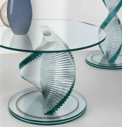 Contemporary pedestal table - ELICA - TONELLI Design - glass / round / home