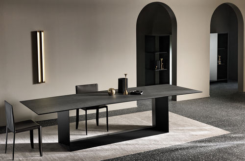 Contemporary dining table - T5 - TONELLI Design - glass / metal / ceramic
