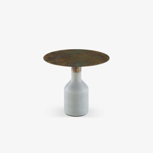 Contemporary side table - OXYDATION - CINNA - metal / stone / stone base