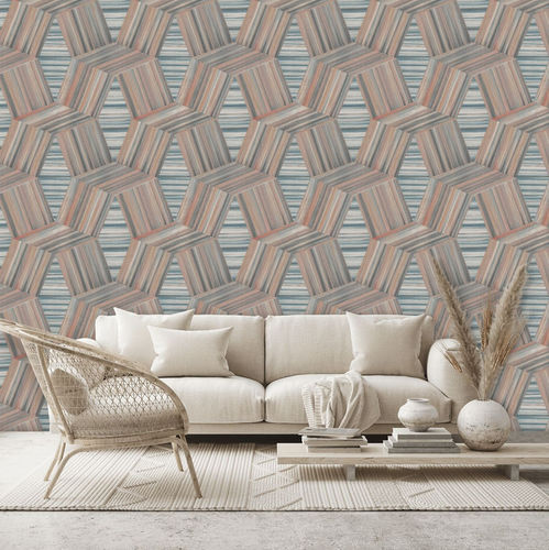 Contemporary wallpaper - MADISON - Jane Churchill - vinyl / geometric ...
