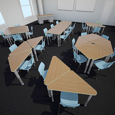 Contemporary classroom table - INTERCHANGE™ WING - smith system - metal ...