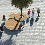 Wooden public bench, Wood public bench - All architecture and design ...