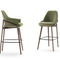 Contemporary bar chair - JACKIE WOOD - BERTO - fabric / leather / wooden base