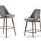 Contemporary bar chair - JACKIE WOOD - BERTO - fabric / leather / wooden base