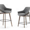 Contemporary bar chair - JACKIE WOOD - BERTO - fabric / leather / wooden base