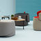 Contemporary pouf - OPENEST CHICK - Haworth - fabric / leather / round