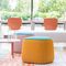 Contemporary pouf - OPENEST CHICK - Haworth - fabric / leather / round
