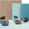 Contemporary pouf - OPENEST CHICK - Haworth - fabric / leather / round