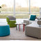 Contemporary pouf - OPENEST CHICK - Haworth - fabric / leather / round