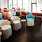 Contemporary pouf - OPENEST CHICK - Haworth - fabric / leather / round