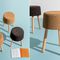 Contemporary stool - BOMBETTA - DISCIPLINE - cork / ash base / 3-legged