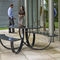 Contemporary picnic table - CHARLIE - landscapeforms - metal / round / oval