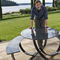 Contemporary picnic table - CHARLIE - landscapeforms - metal / round / oval