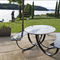 Contemporary picnic table - CHARLIE - landscapeforms - metal / round / oval