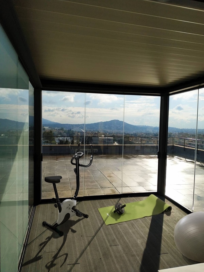 Home gym design in the terrace with CospiBIO Pergola and CospiEpal ...