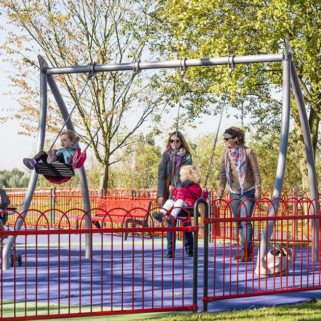 スチール製ブランコ - SOLO+ : NEW WAVE / JJM-1126 - HUSSON INTERNATIONAL - 遊び場用 / ダブル