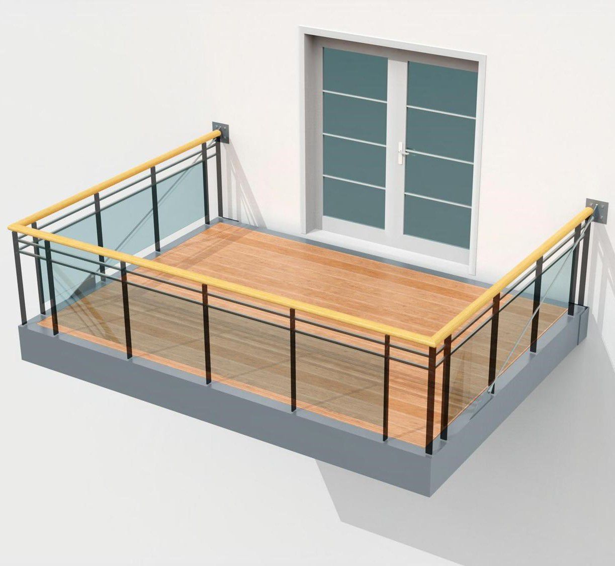 ガラスパネル型バルコニー - D2B® Canopee - ArcelorMittal Construction - 木製 / 溶融亜鉛メッキ鋼製