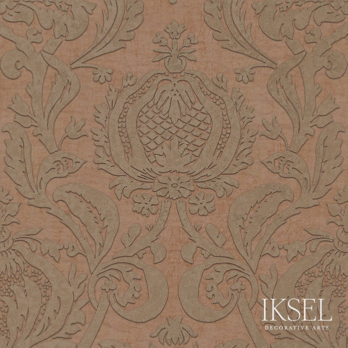 現代風壁紙 - RW402 Pomegranate Damask - Iksel Decorative Arts - ビニール製 / グラス ...