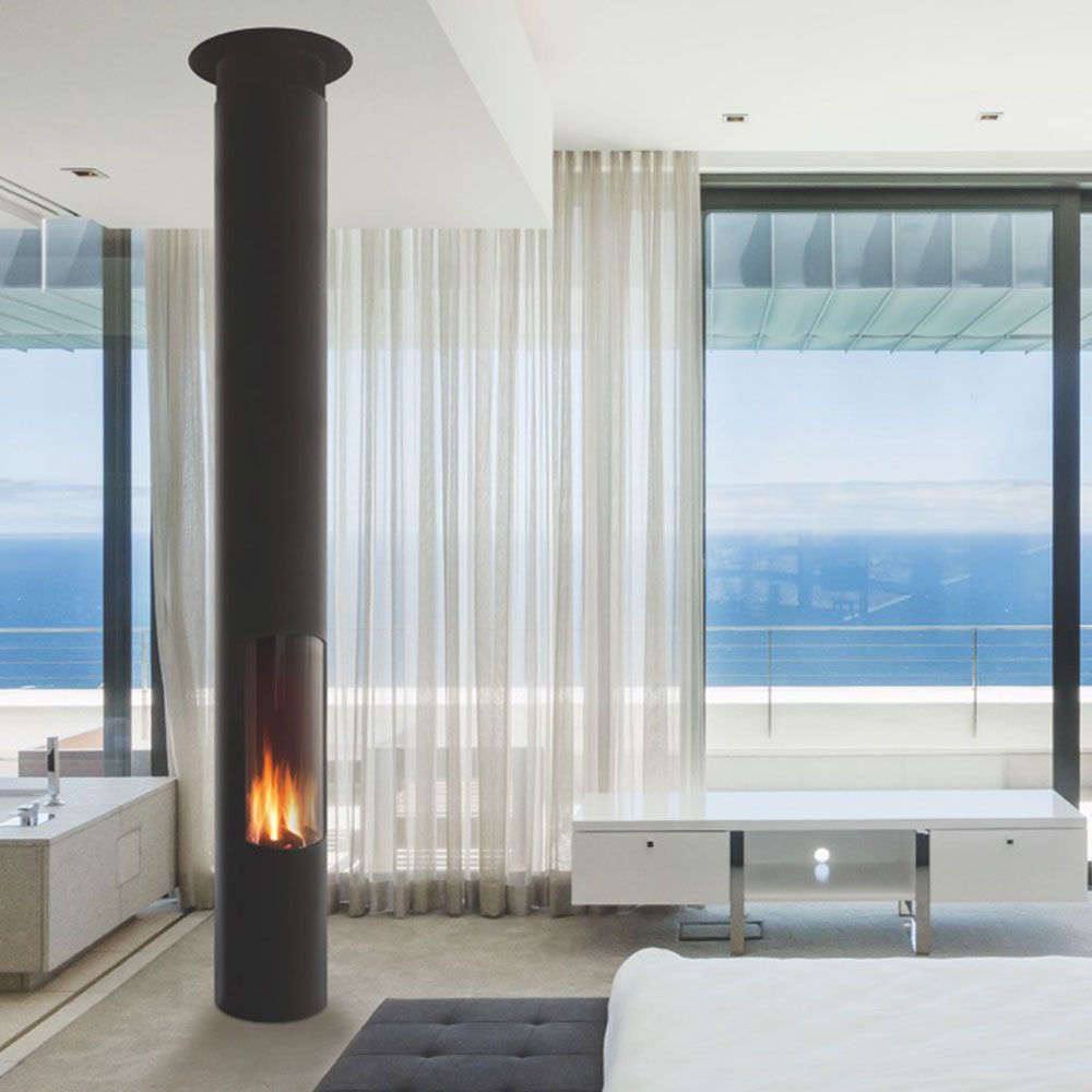 薪暖炉 - SLIMFOCUS SUR PIED - Focus Creation - ガス / 独立型 / 床置き