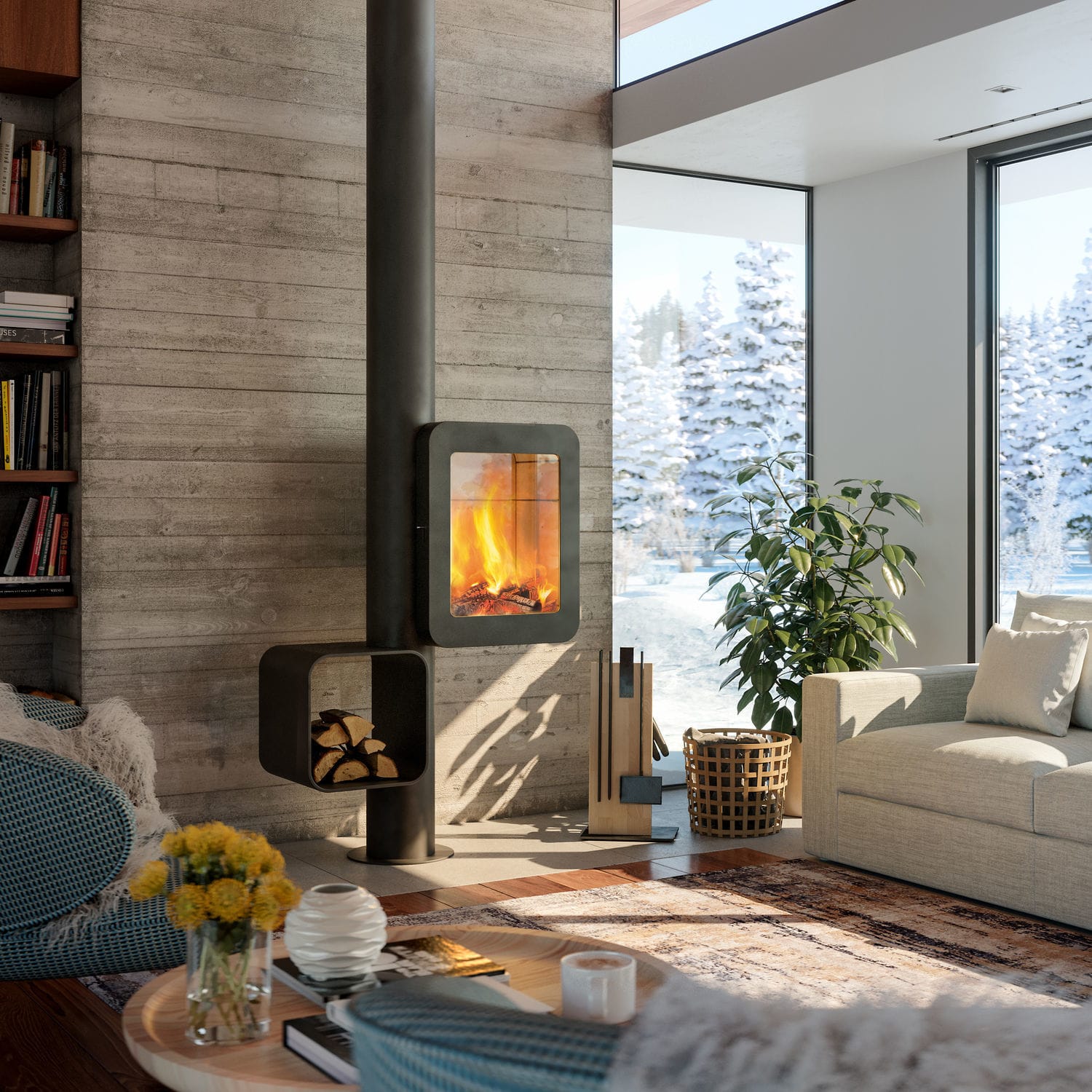 薪暖炉 - GRAPPUS - Focus Creation - 独立型 / 床置き / 単一面