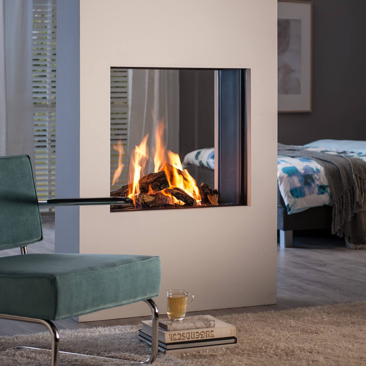 ガス暖炉 - Trimline 73H - thermoCet International BV - アイランド型 / 現代風 / 密閉