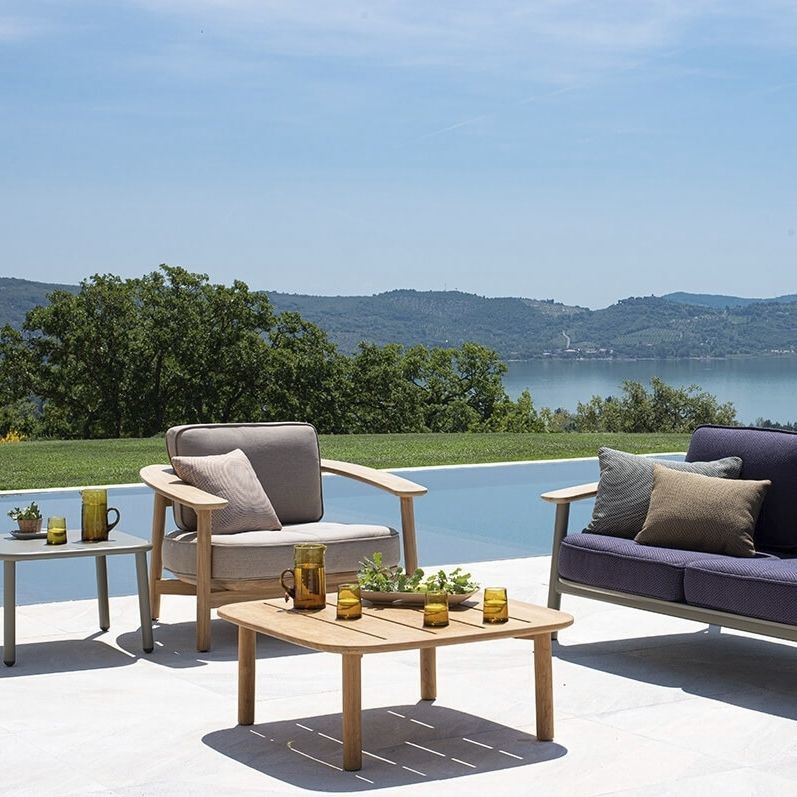 現代風ローテーブル - Twins - EMU - チーク材 / 金属脚 / 木製脚