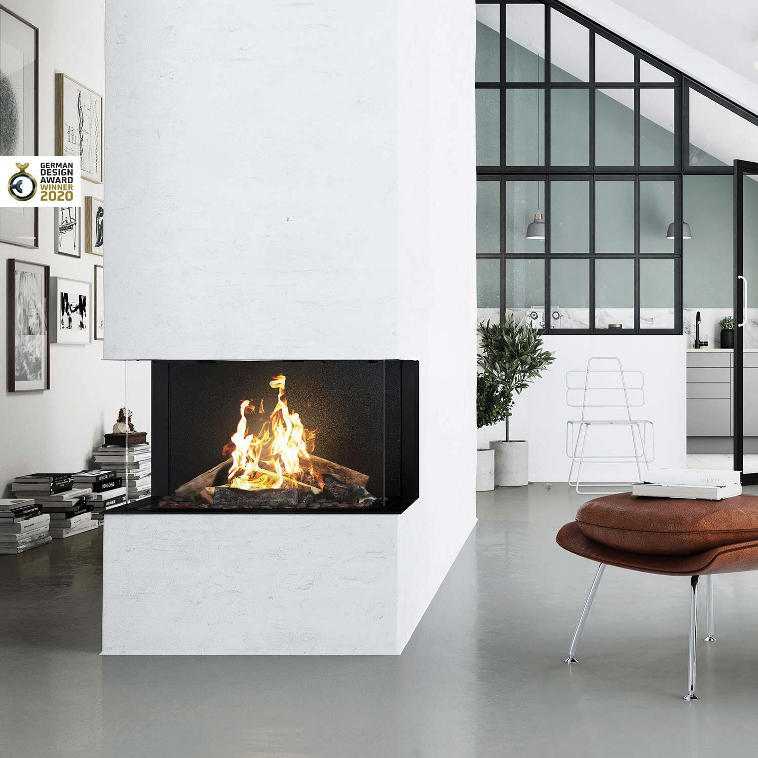 ガス暖炉 - VISIO 3-SEITIG - Attika Feuer AG - 組み込み式 / 3面タイプ / 密閉