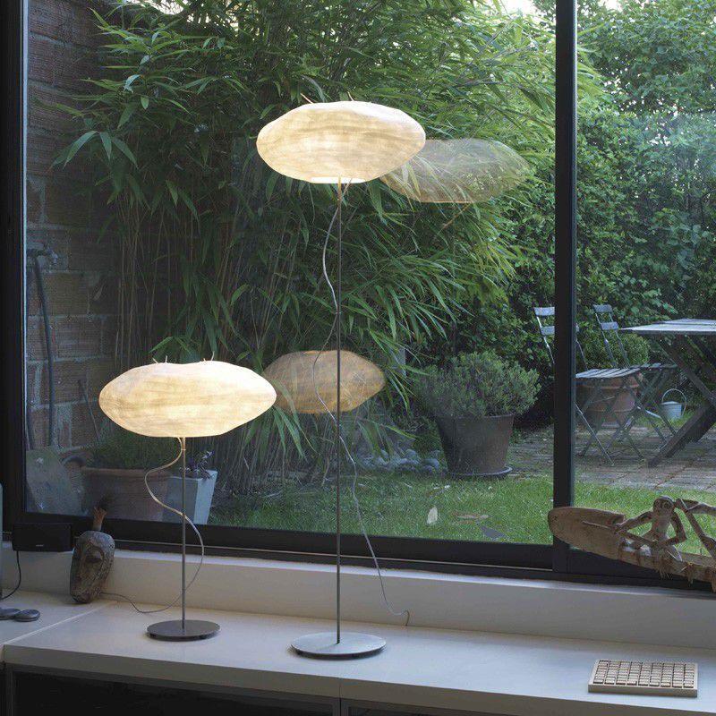 床置きランプ - COCON - CÉLINE WRIGHT - ブラッシュステンレススチール / 和紙製 / 現代風