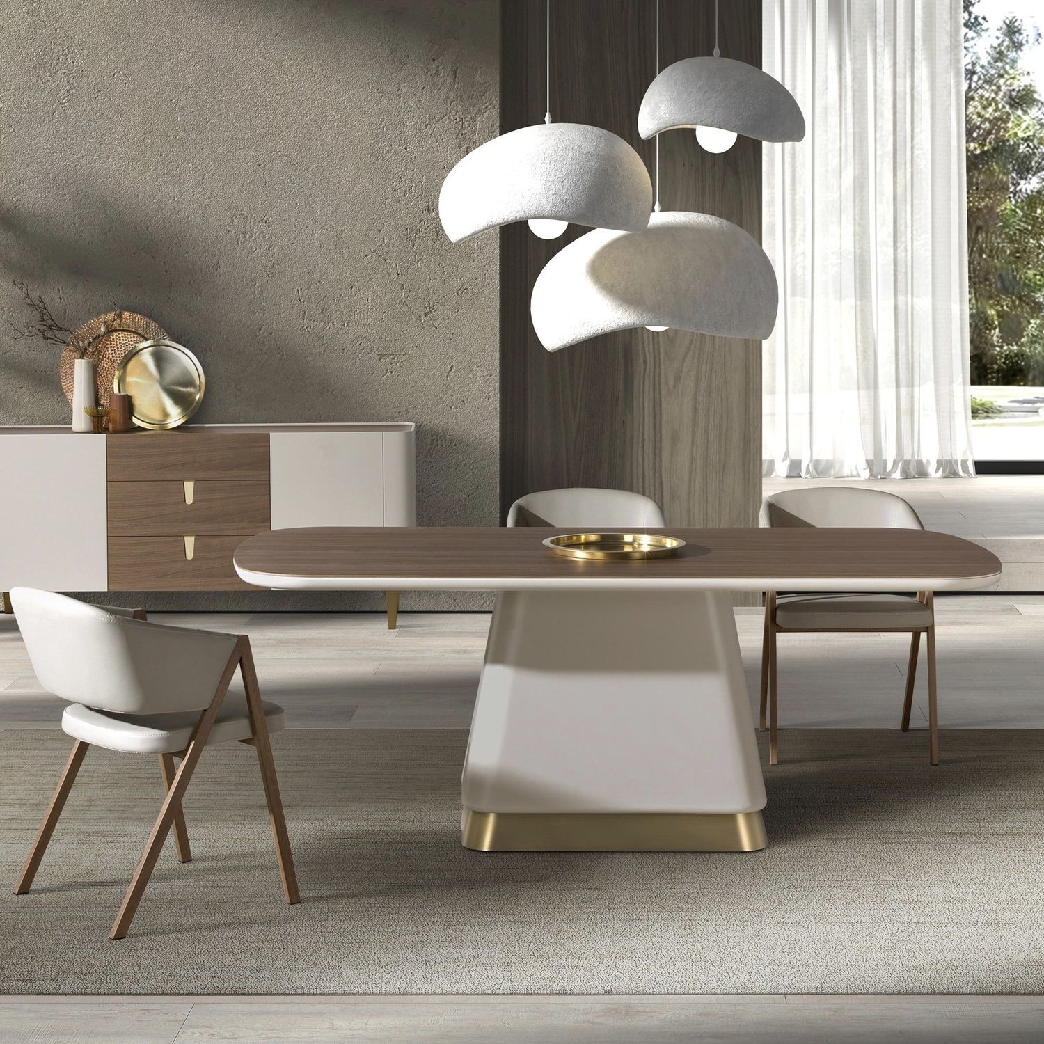 現代風ダイニングテーブル - 1166 - Angel Cerdá - ウォールナット / 突板 / 漆塗りMDF脚