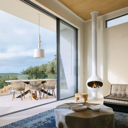 ガス暖炉 - BATHYSCAFOCUS SUR PIED - Focus Creation - 床置き / 床置き / セントラル