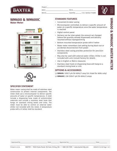 Baxter Oven Parts Control Panel