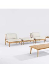 Contemporary lounge chair - DRIFT - BROWN JORDAN - fabric / teak / with ...