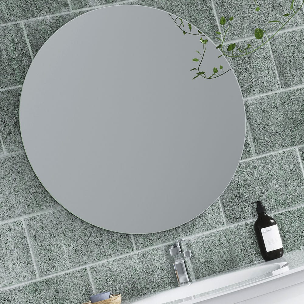 Espelho para banheiro de parede - SIMPLE - Biselarte - contemporâneo / redondo / cinza