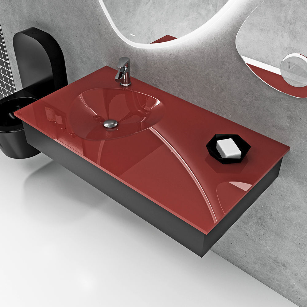 Cuba de embutir - CURVY - Biselarte - em vidro / com tampo / brilhante