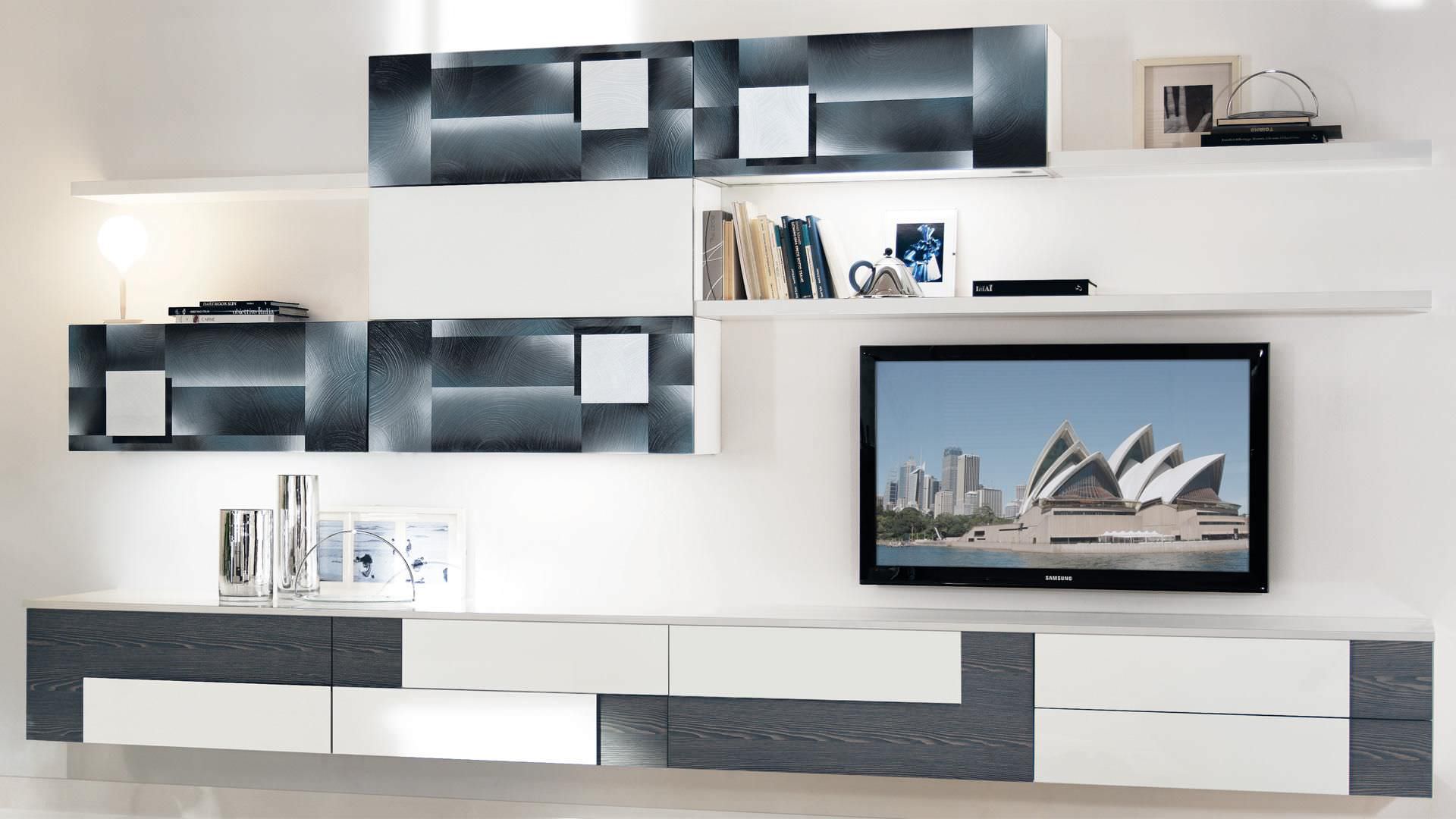 Móvel de parede contemporâneo para TV - CREATIVA - CUCINE LUBE - em madeira