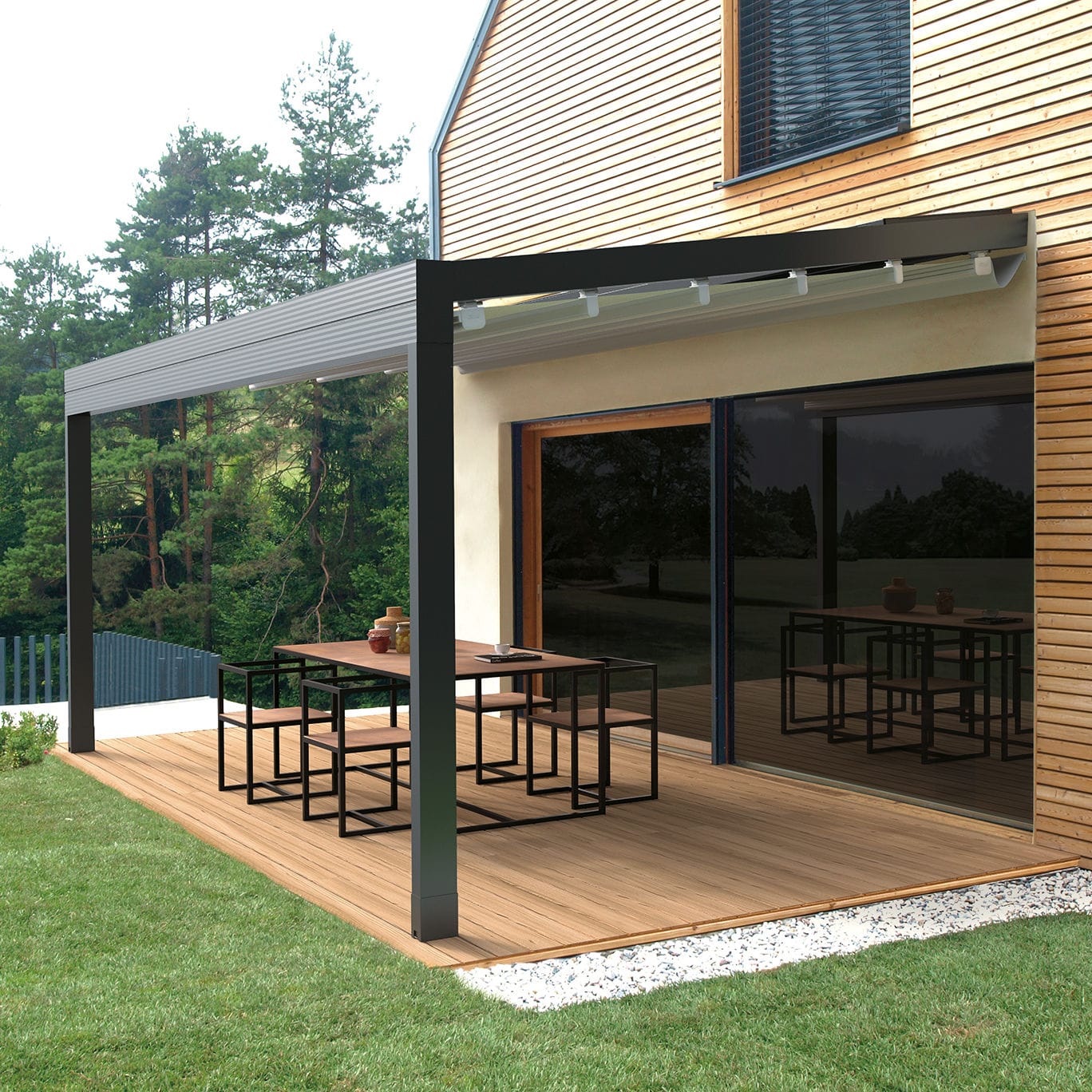 Pérgola apoiada em parede - QUADRA - Gibus SPA - em alumínio pintado ...