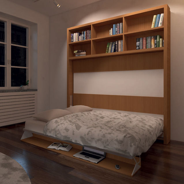 Cama retrátil - DOTTO - smqrt beds - de casal / contemporânea / com box baú