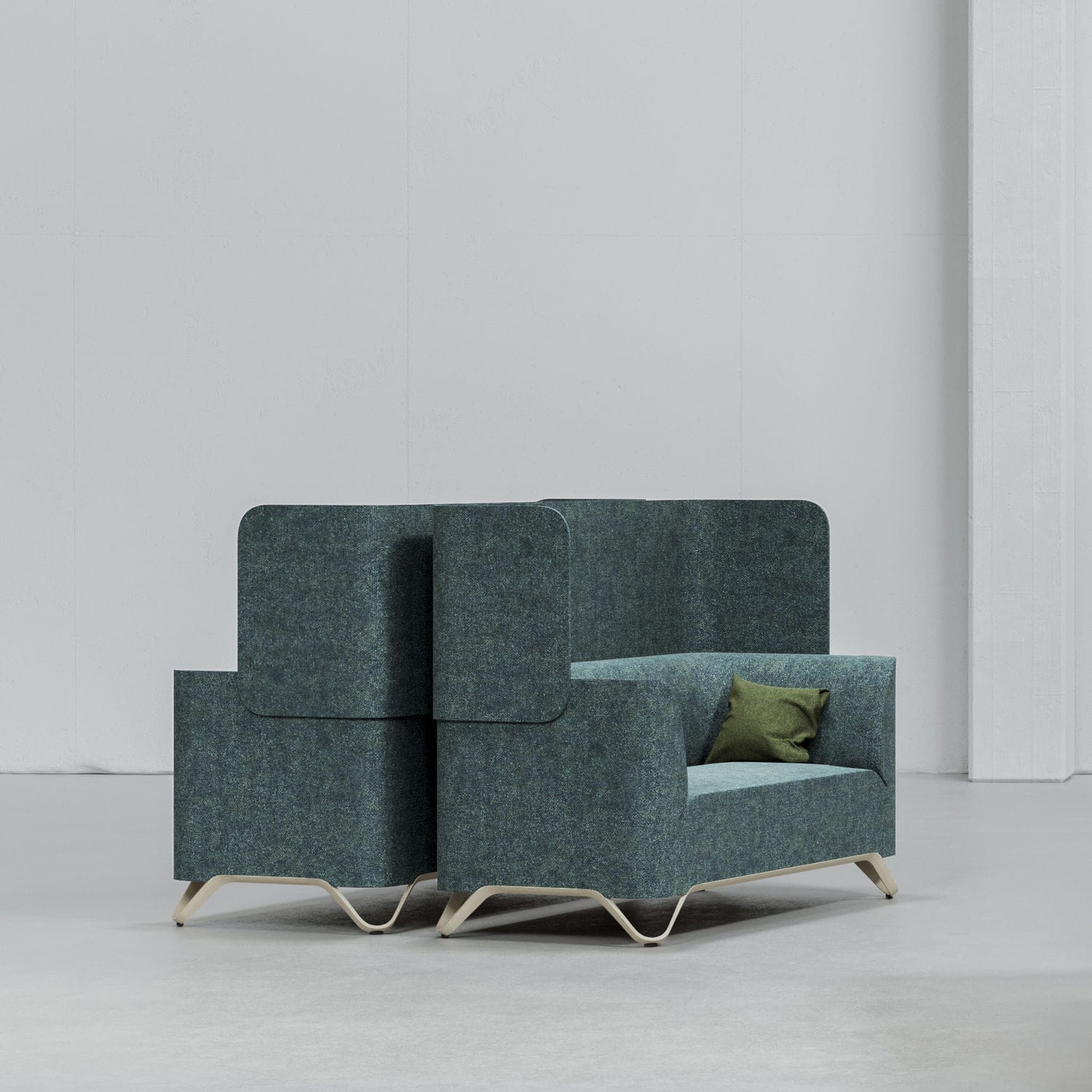 Poltrona contemporânea - SOFTBOX - Profim - em tecido / metálica / em madeira