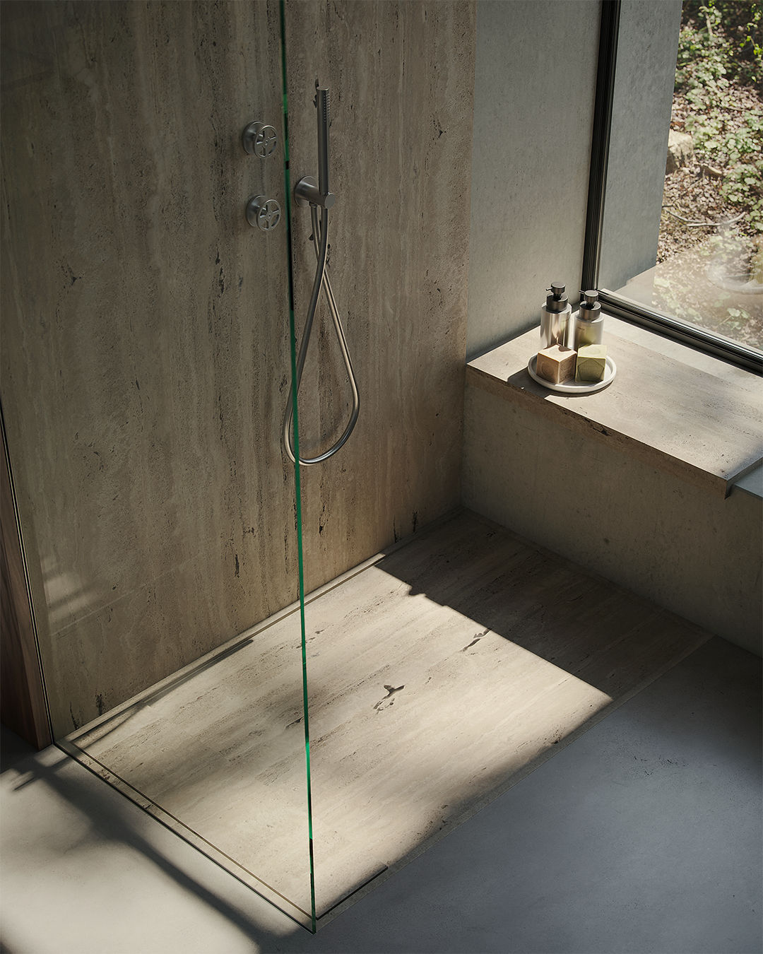 Piso de box retangular - ESSAOUIRA TRAVERTINE FLUSH - MAAMI HOME - de ...